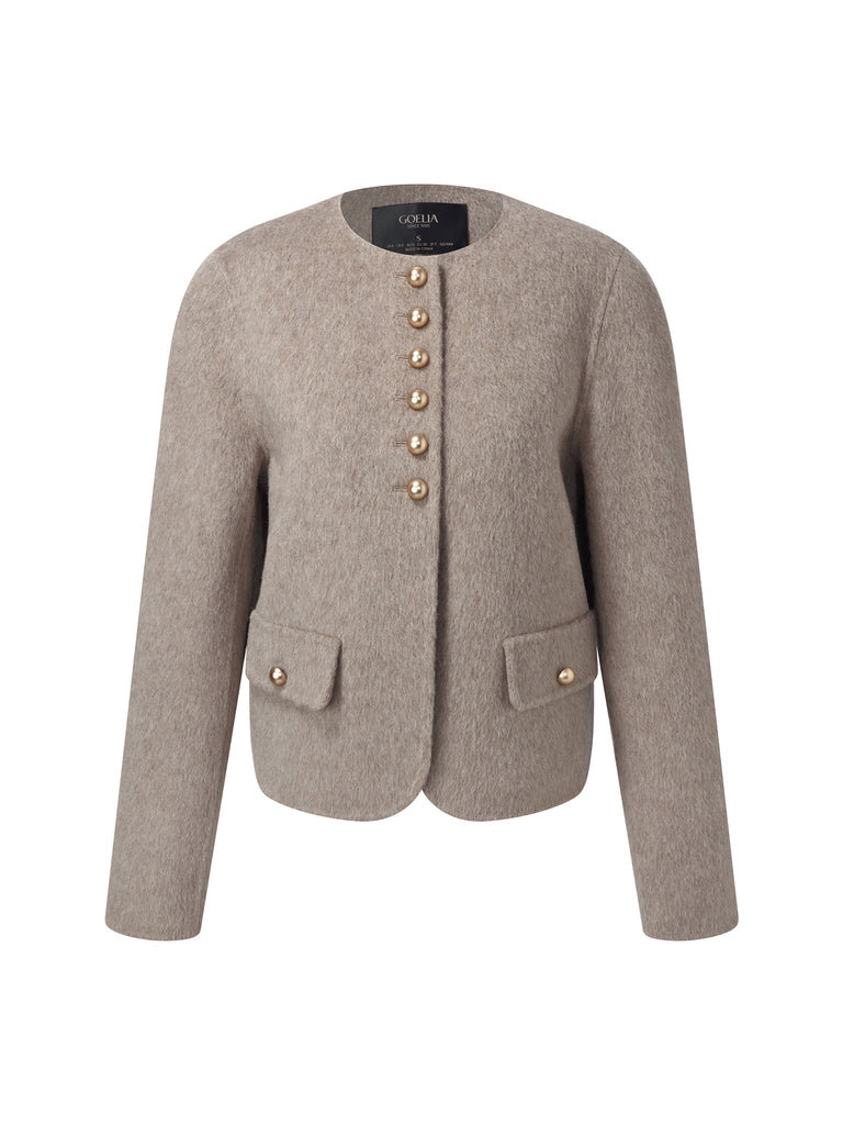 Alpaca Wool Blend Round Neck Women Jacket – GOELIA