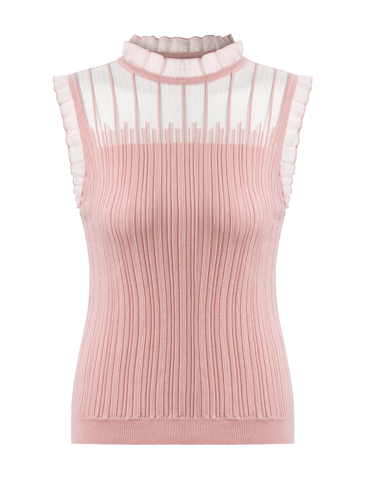 Tencel And Woolen Lace Ruffle Women Tank Top – GOELIA