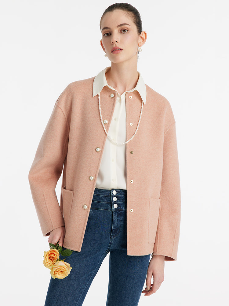 Pure Double-Faced Wool Round Neck Women Jacket – GOELIA