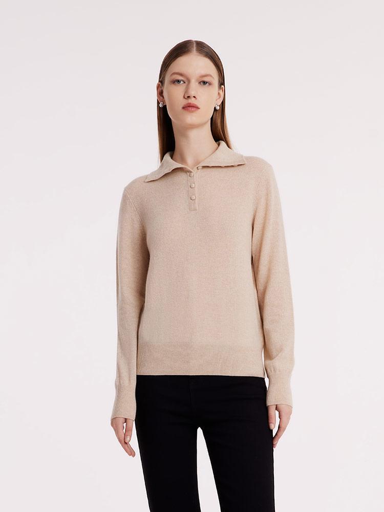 Pure Cashmere Polo Neck Women Sweater – GOELIA