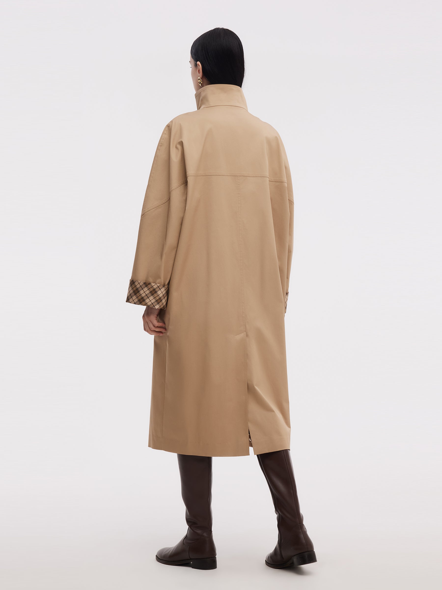 Cotton Color Block Cuffs Unisex Trench Coat – GOELIA
