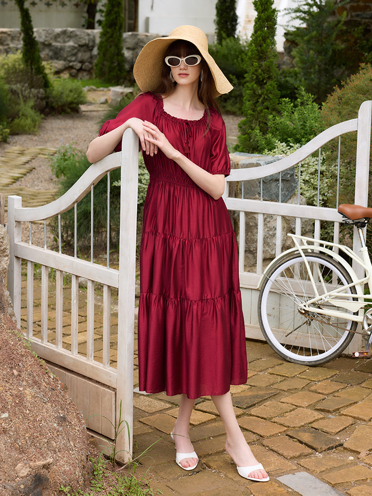Tencel Ruffle Tiered Women Maxi Dress – GOELIA