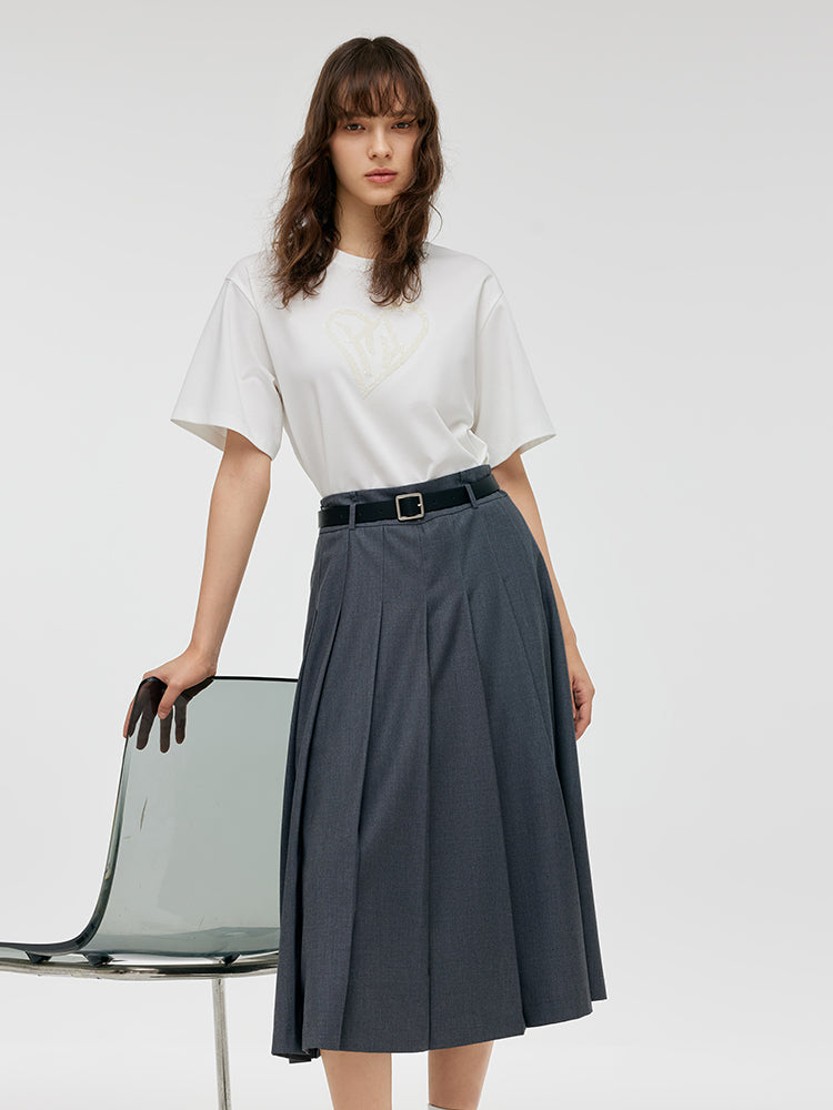 A-Line Women Pleated Skirt With Belt – GOELIA