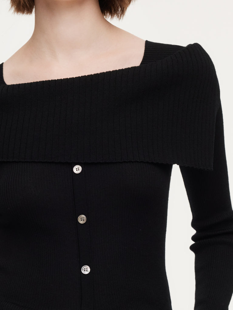 100% Wool Boat Neck Women Knit Top – GOELIA