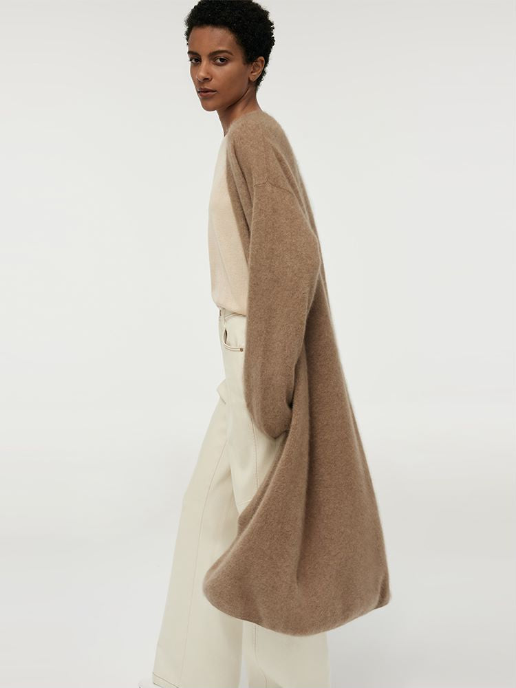 Light Camel Brushed Cashmere Long Women Cardigan – GOELIA