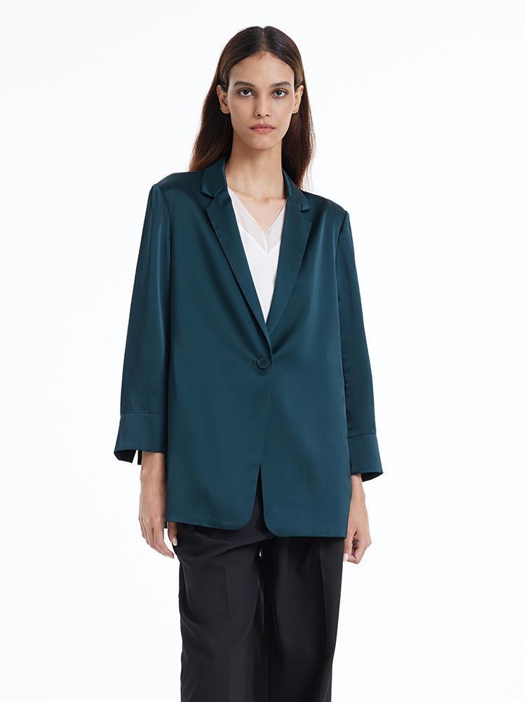 One Button Triacetate Women Blazer – GOELIA