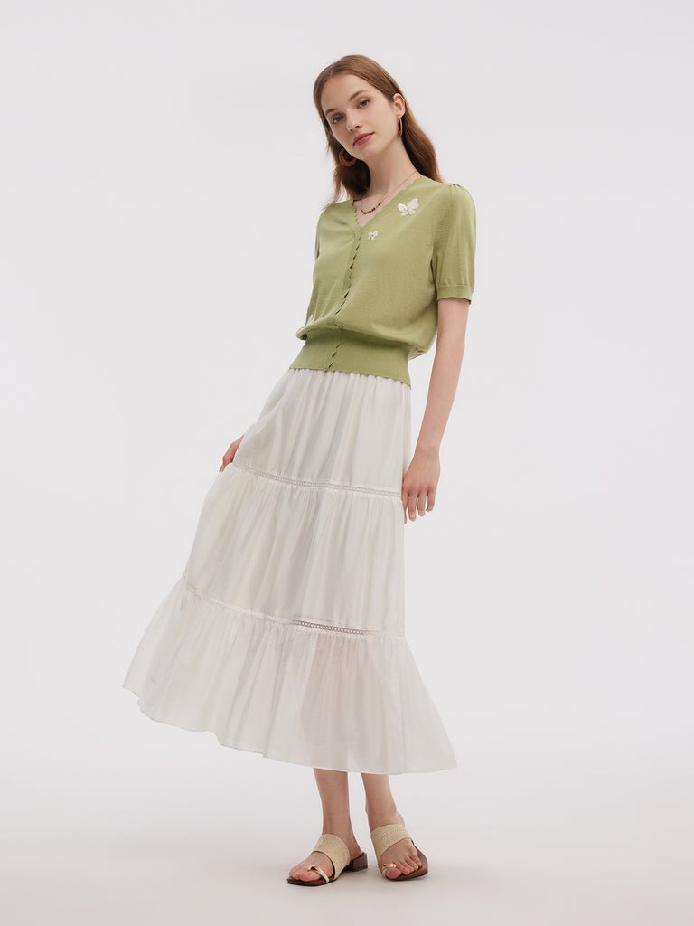 Tencel Blend Butterfly Embroidered Women Knit Top – GOELIA