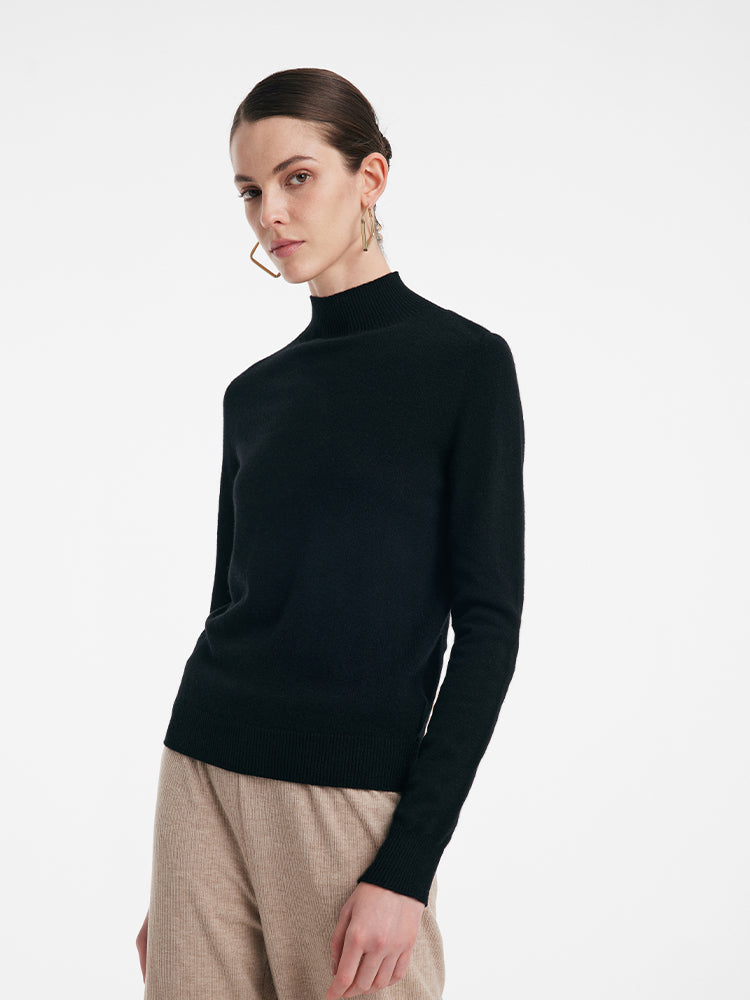 Cashmere Mock Neck Women Sweater – GOELIA