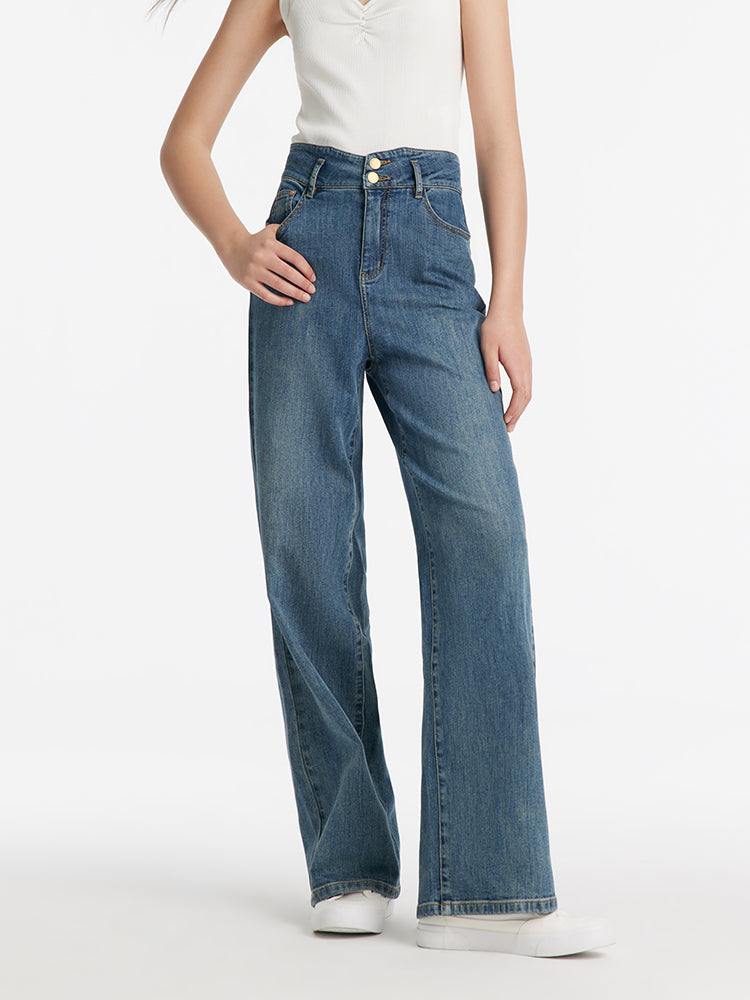 High-Waisted Loose Straight Full Length Women Jeans – GOELIA