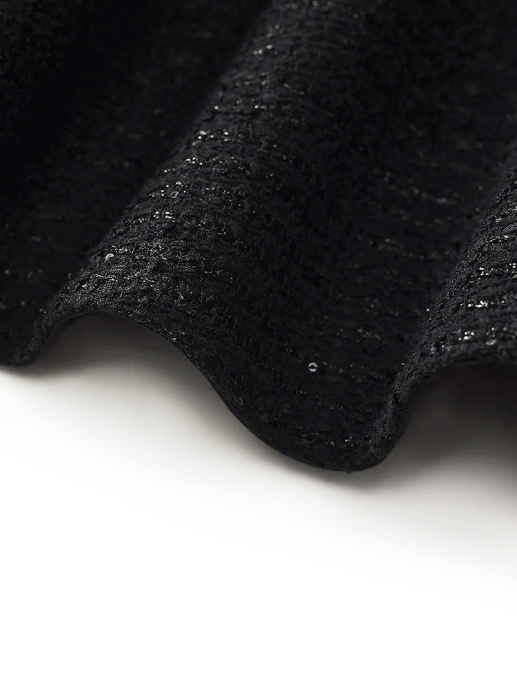 Tweed A-Line Ruffle Collared Women Midi Dress – GOELIA