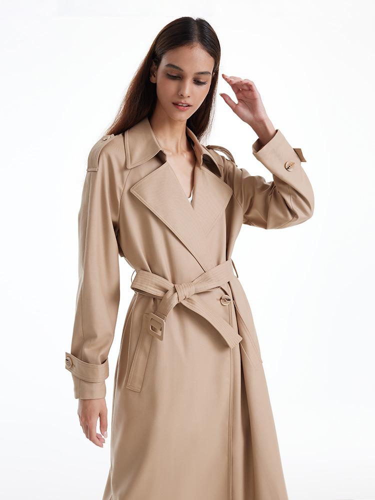 Worsted Woolen Trench Coat With Belt – GOELIA