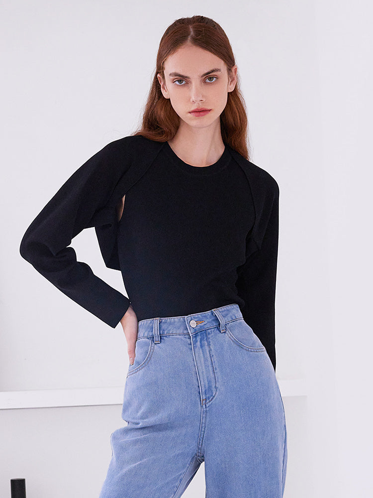 Black Stylish Vest And Women Cardigan Two-Piece Set – GOELIA