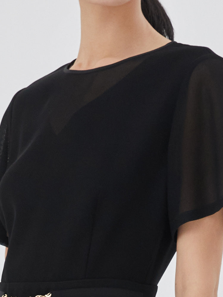 Triacetate And Silk Mesh Women Midi Dress – GOELIA